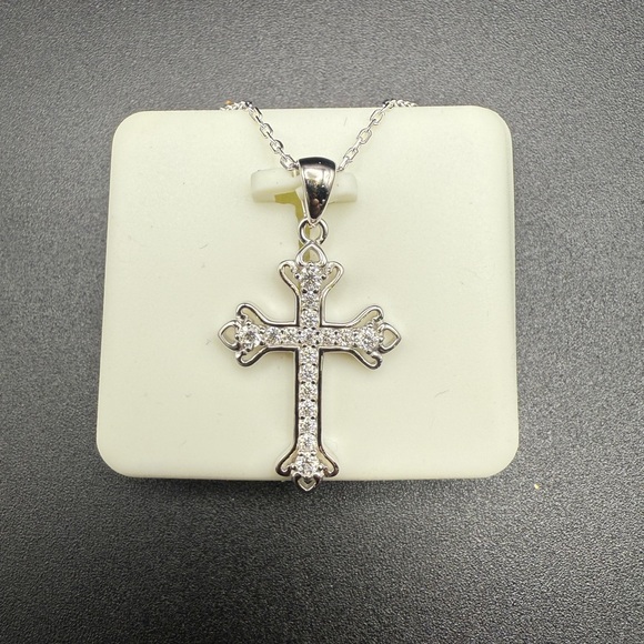 None | Jewelry | Sterling Silver Moissanite Cross Pendant Necklace ...